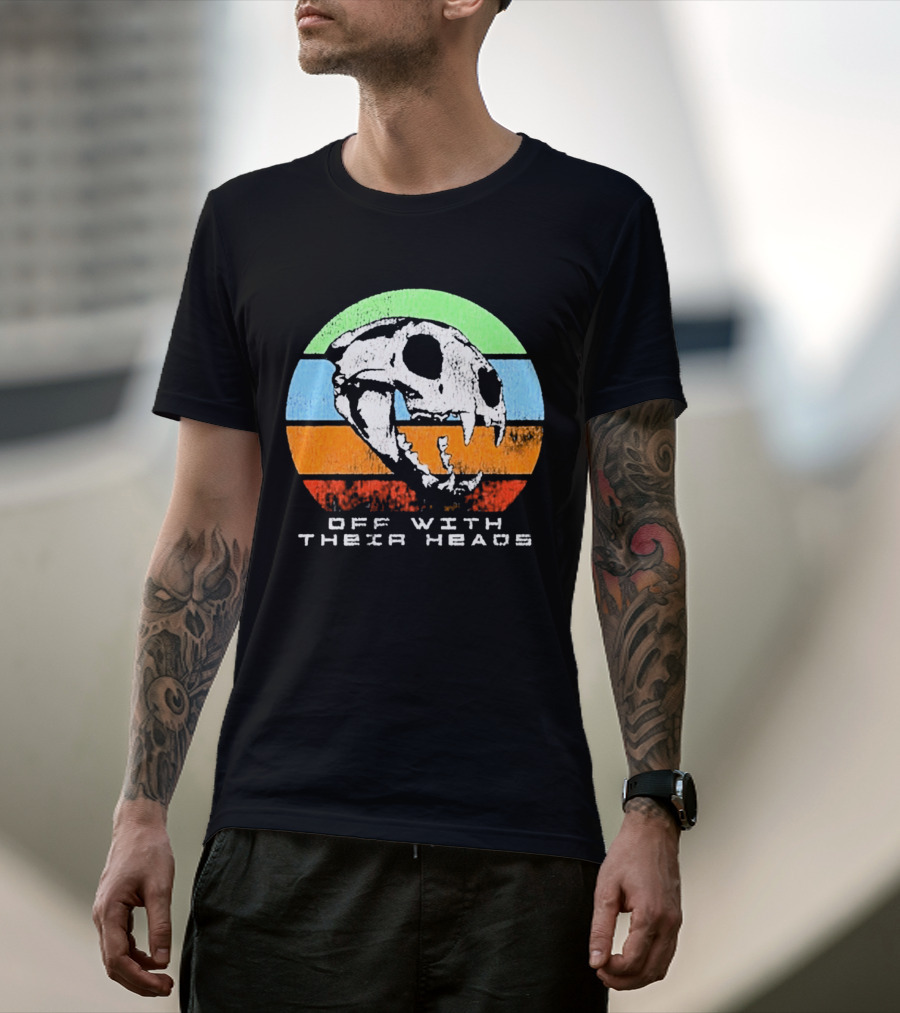 Off With Their Heads Skull Rainbow Stripes T-Shirt