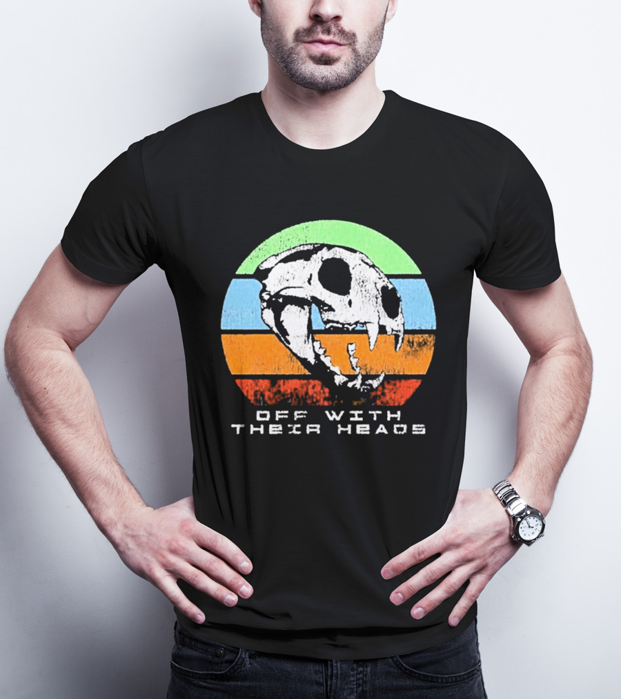 Off With Their Heads Skull Rainbow Stripes T-Shirt