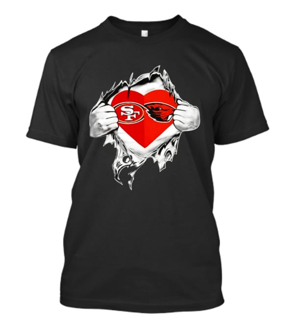 San Francisco 49ers Oregon State Beavers Heart Scratch T-Shirt