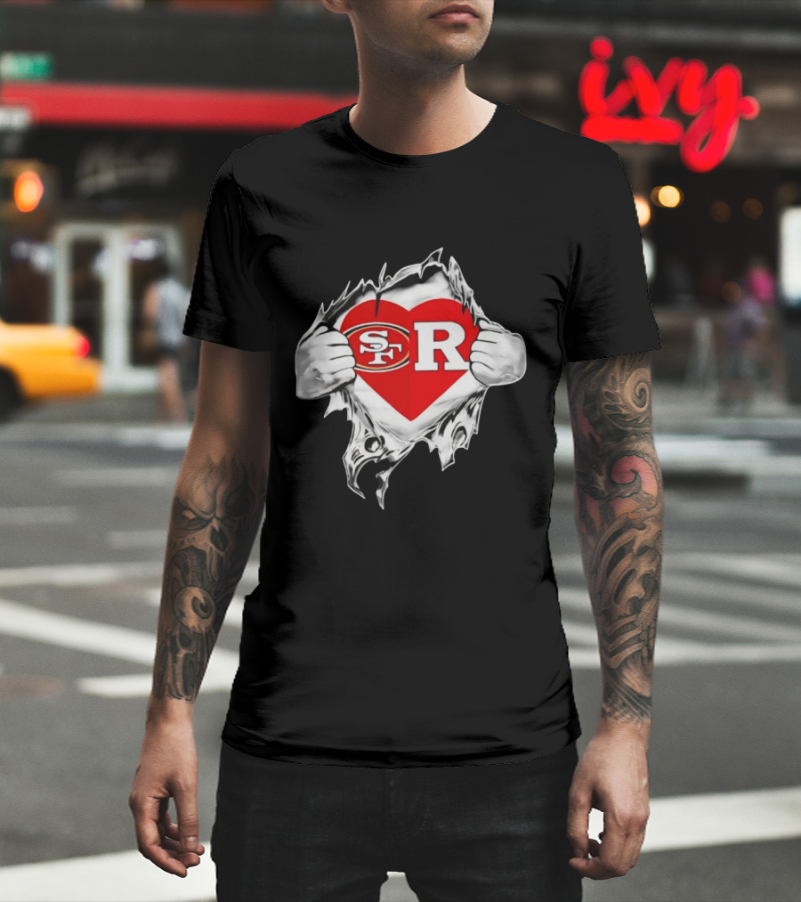 San Francisco 49ers Rutgers Scarlet Knights Heart Scratch Passion T-Shirt