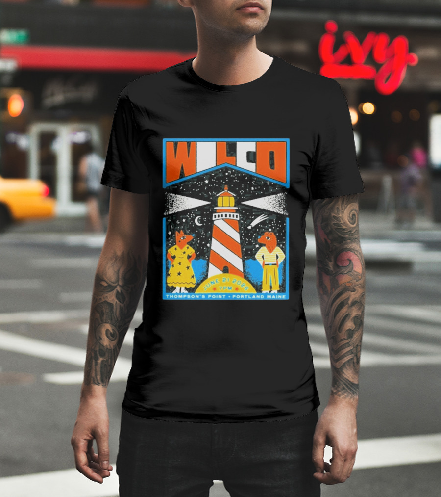 Wilco June 21 2026 Thompson's Point Portland Maine Lighthouse Concert Tour T-Shirt