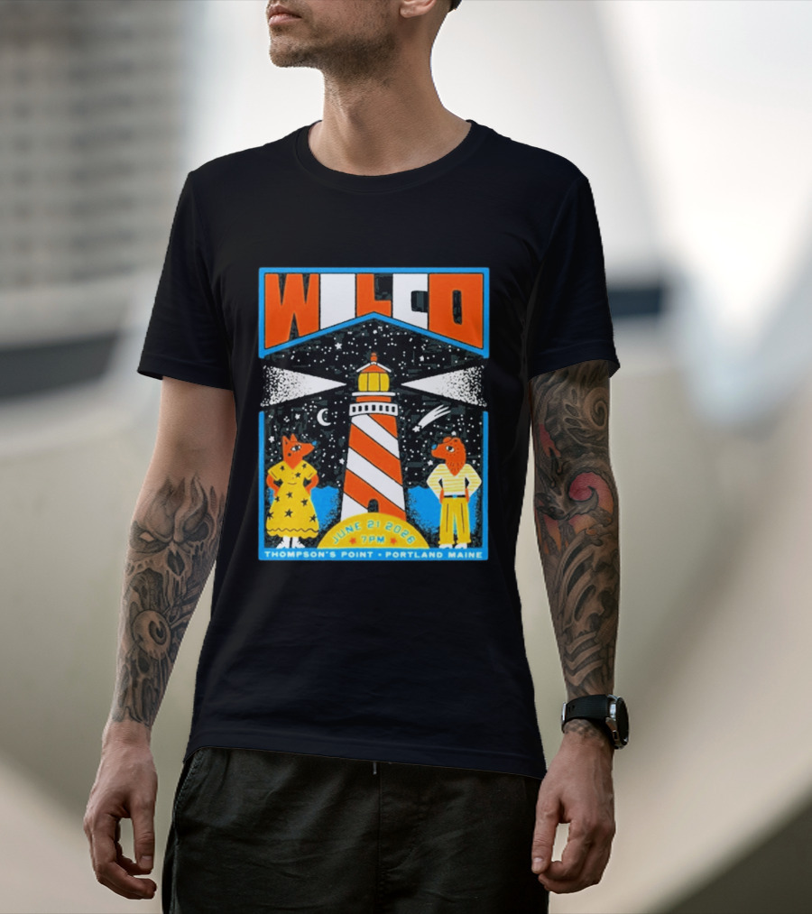 Wilco June 21 2026 Thompson's Point Portland Maine Lighthouse Concert Tour T-Shirt