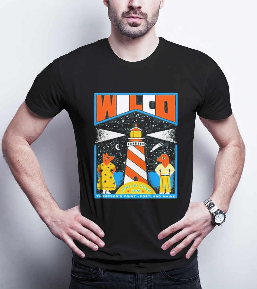 Wilco June 21 2026 Thompson's Point Portland Maine Lighthouse Concert Tour T-Shirt