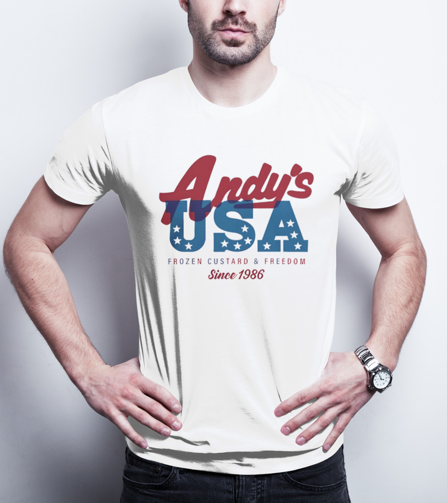 Andy's USA Frozen Custard And Freedom Patriotic Stars Since 1986 T-Shirt