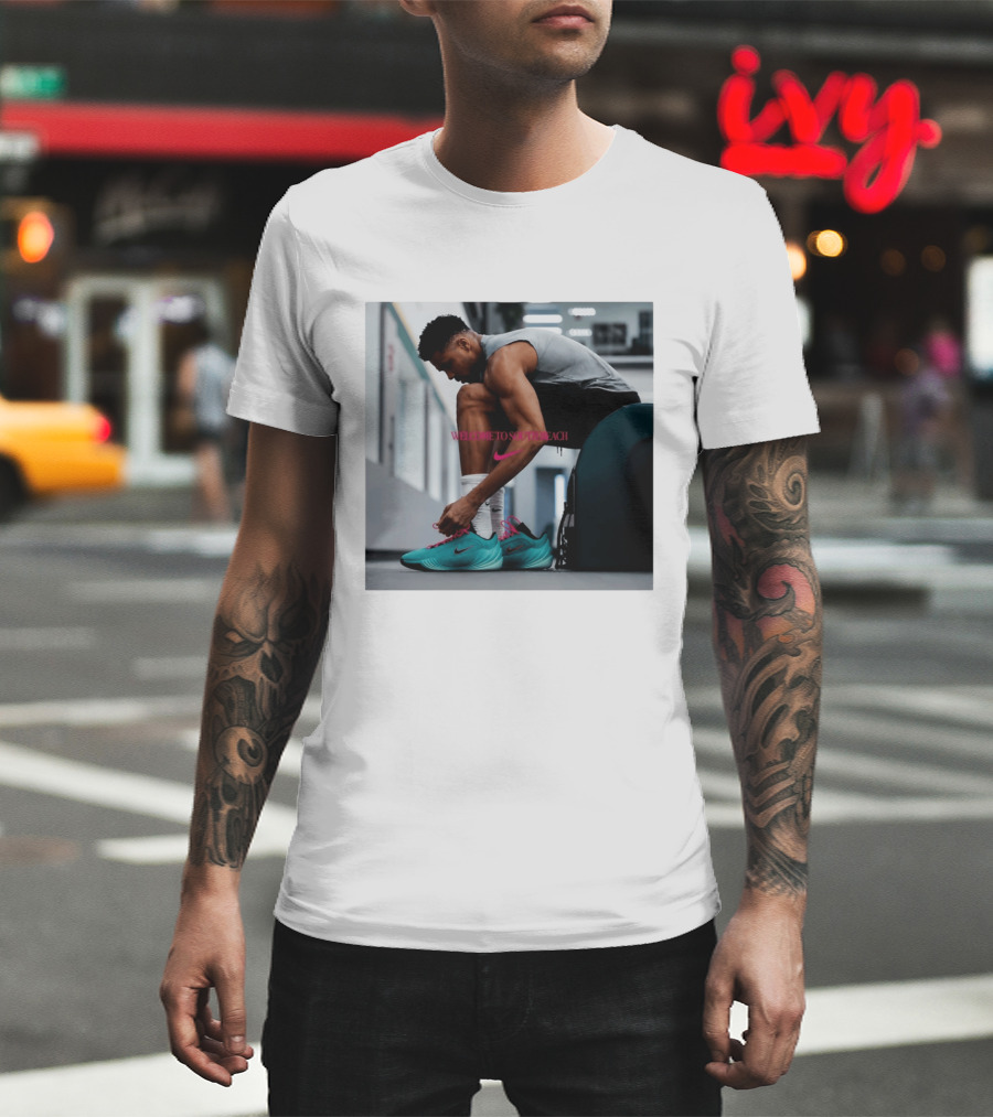 Nike Giannis Antetokounmpo Welcome To South Beach Milwaukee Bucks T-Shirt