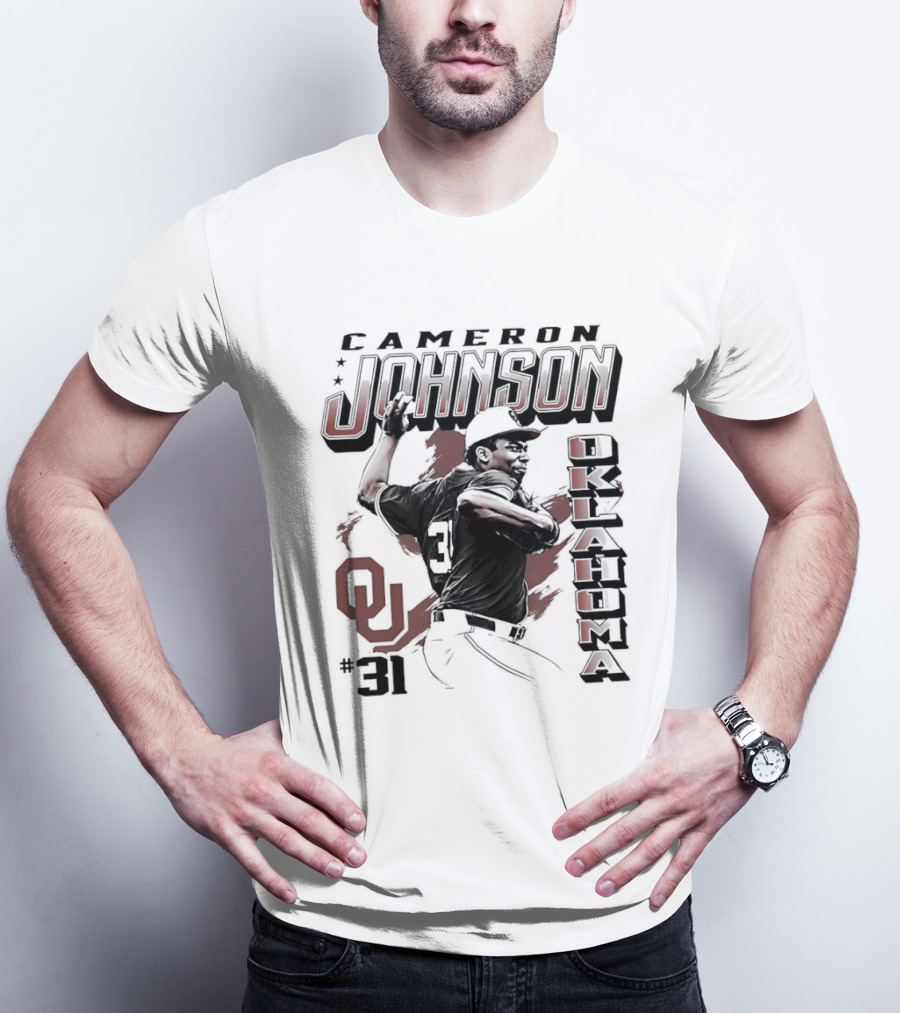 Cameron Johnson 31 Oklahoma Sooners Pitcher OU Baseball T-Shirt