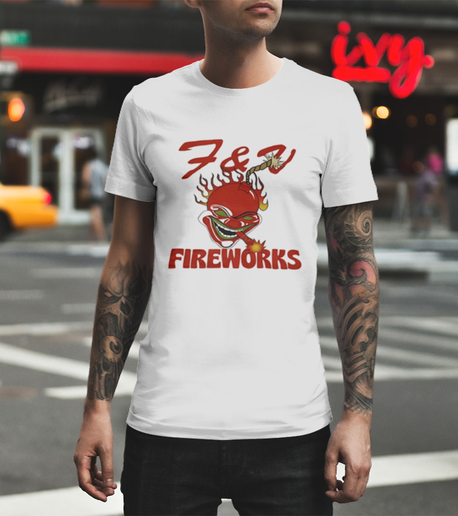 F And V Fireworks Explosive Red Joker Face With Lit Fuse T-Shirt