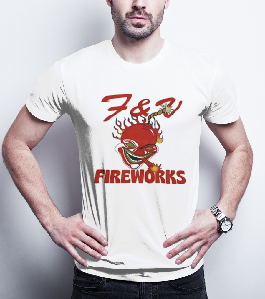 F And V Fireworks Explosive Red Joker Face With Lit Fuse T-Shirt