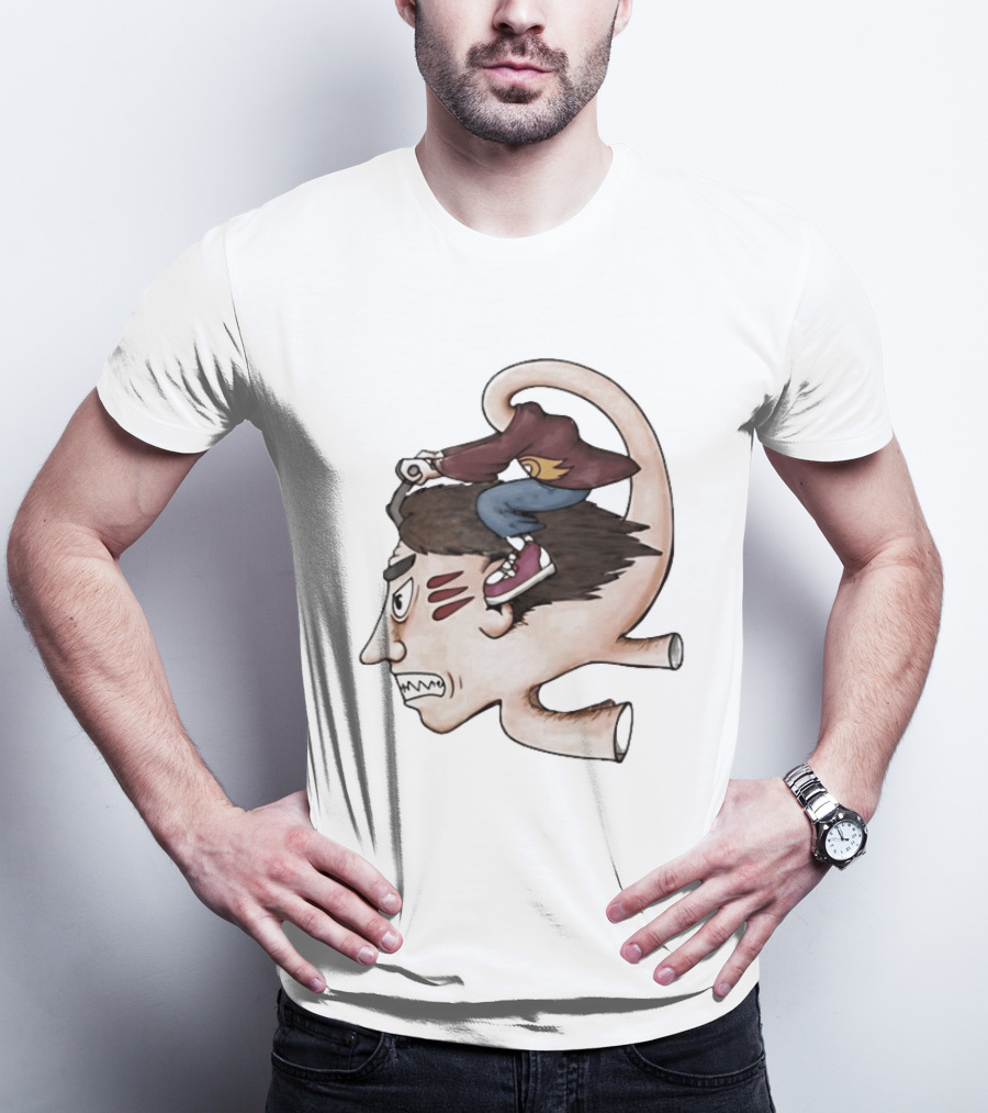 Man Riding His Own Head Retro Surreal Art Rider T-Shirt