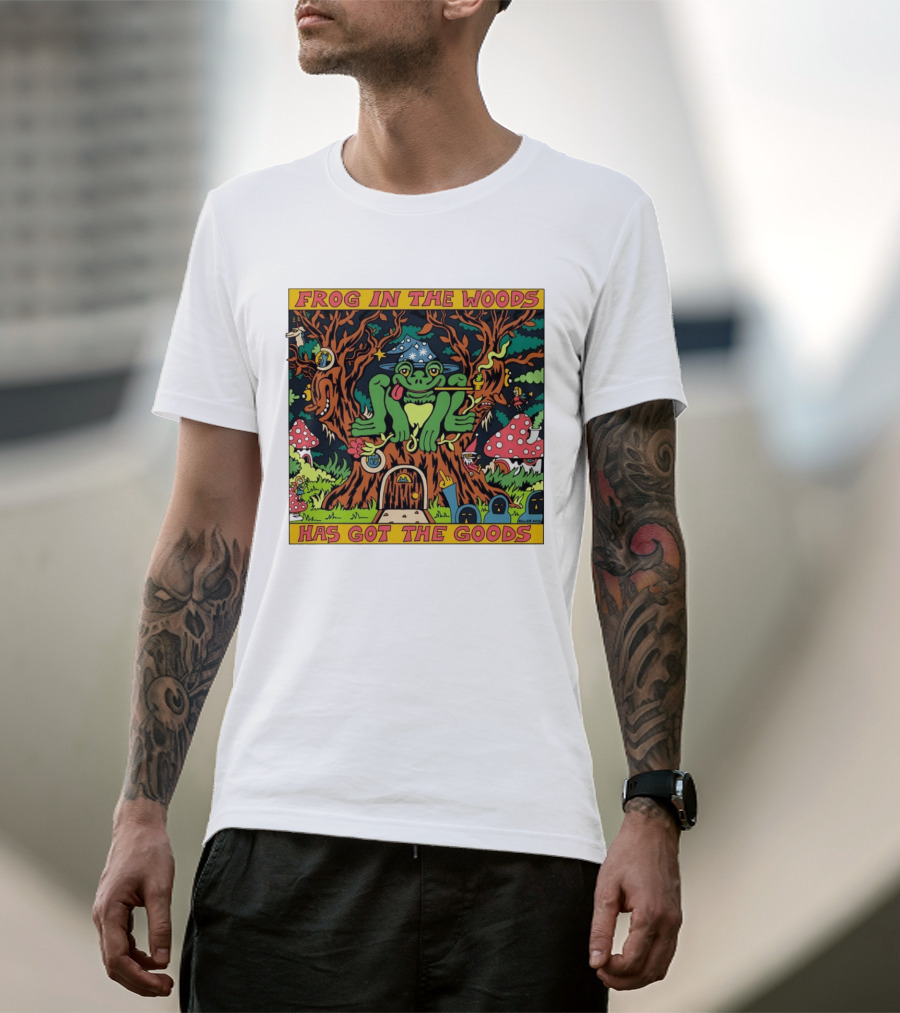 Frog In The Woods Has Got The Goods Killer Acid Psychedelic Forest Scene T-Shirt