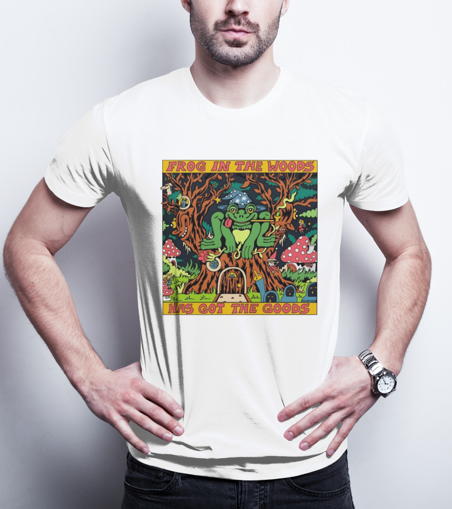 Frog In The Woods Has Got The Goods Killer Acid Psychedelic Forest Scene T-Shirt