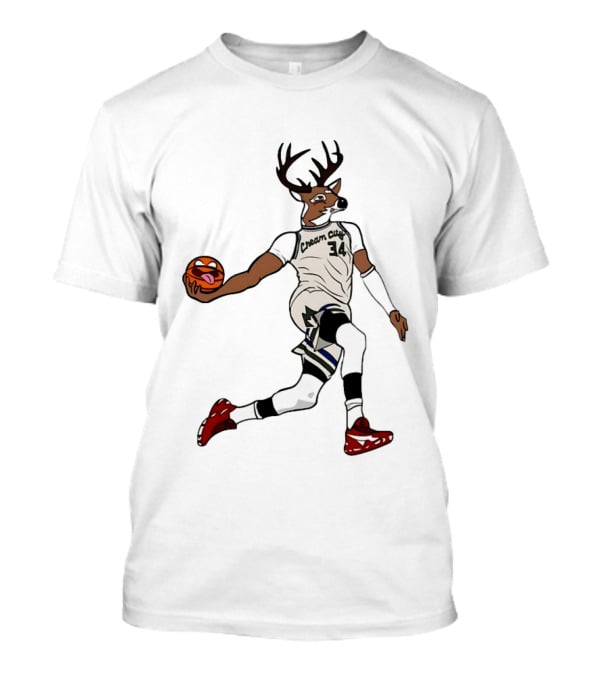 Milwaukee Bucks Cream City 34 Deer Basketball T-Shirt