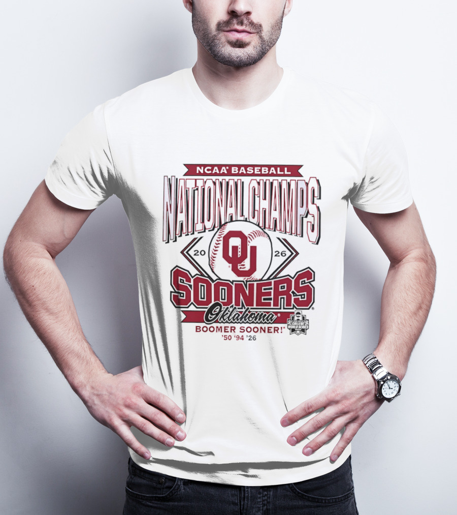 NCAA Baseball National Champs Oklahoma Sooners 2026 Boomer Sooner T-Shirt