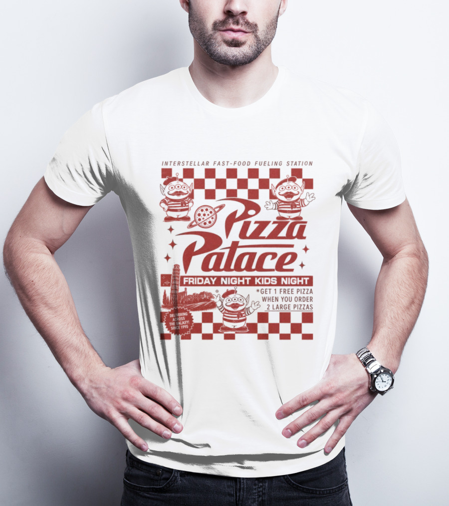 Pizza Palace Skeeball Fast Food Arcade Person Get 1 Free Pizza T-Shirt
