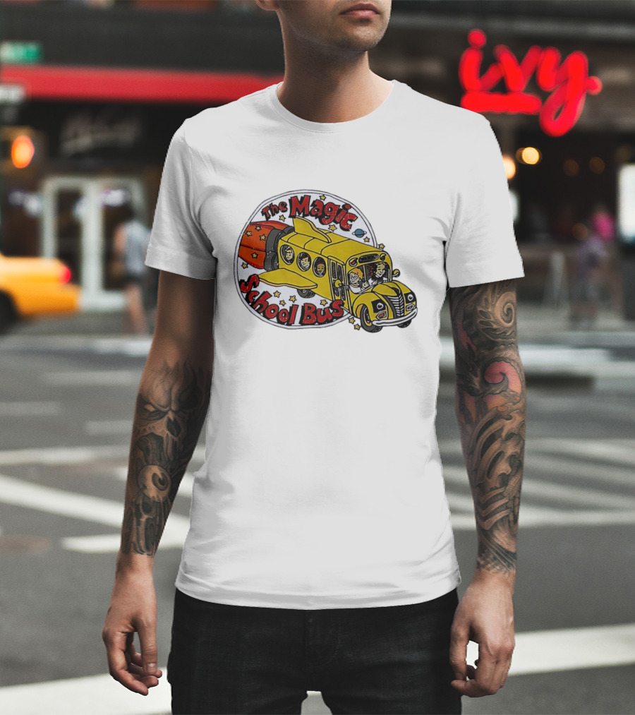 The Magic School Bus Ms Frizzle Arnold Class Characters Cartoon Rocket Bus T-Shirt