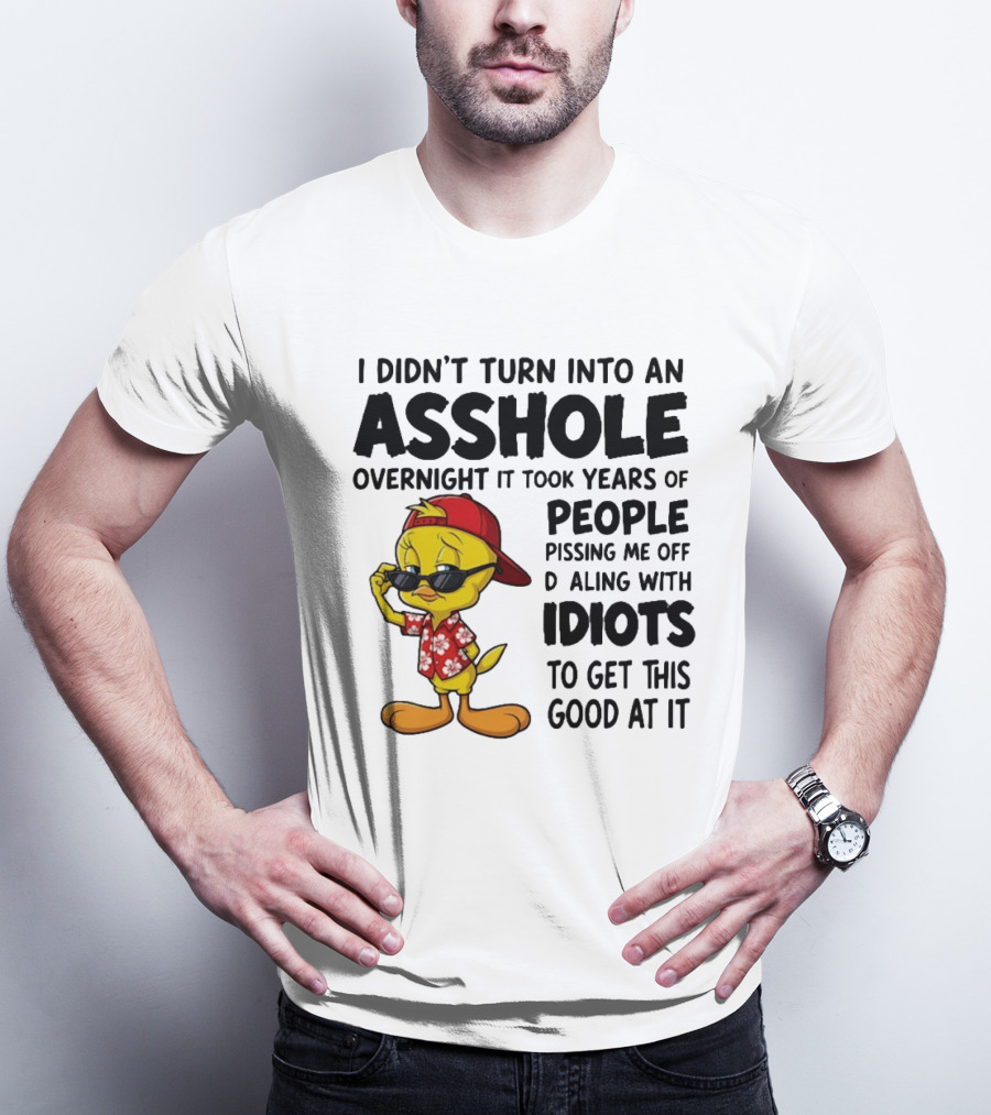 Tweety Bird I Didn't Turn Into An Asshole Overnight It Took Years Of People Pissing Me Off Dealing With Idiots T-Shirt