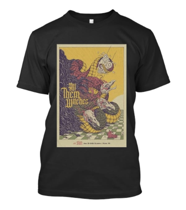 All Them Witches Slift June 29 2026 Olympia Paris FR Serpent Creature Checkerboard T-Shirt