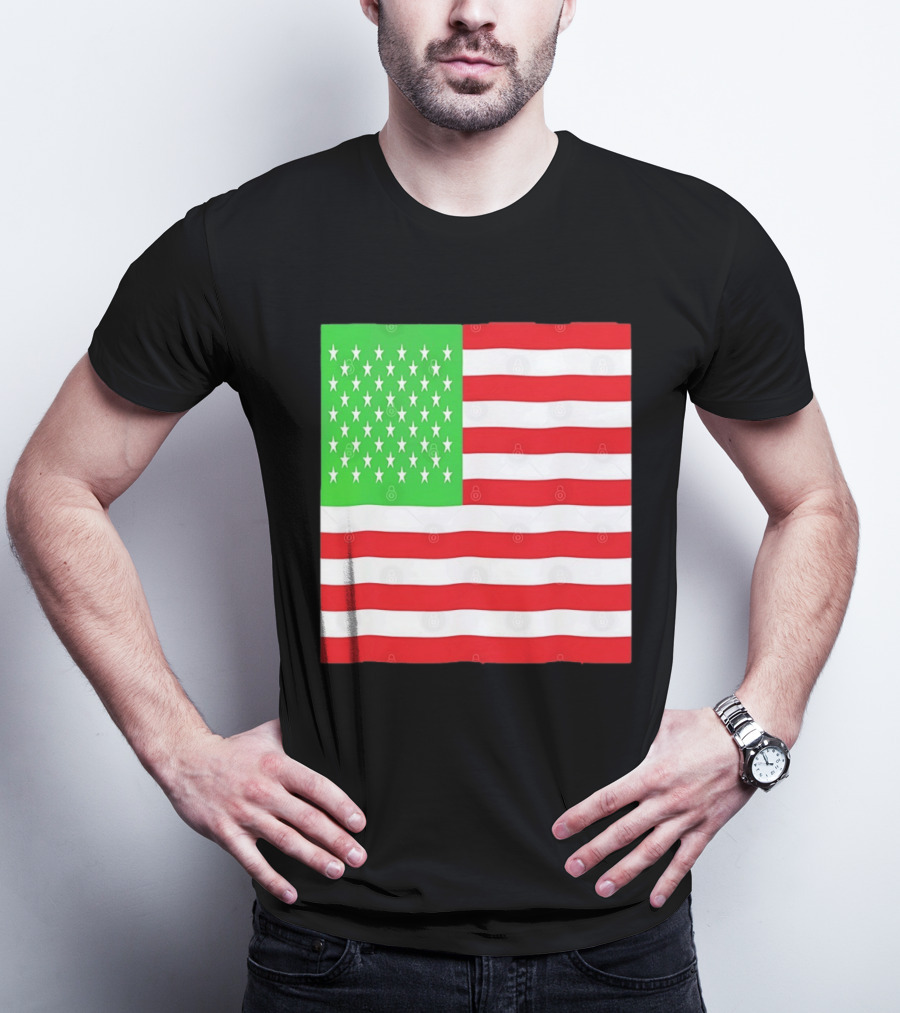 American Flag Green And Red Color Variant Stars And Stripes T-Shirt