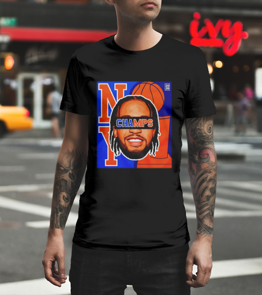 Jalen Brunson New York Knicks 2026 Champs Big Head NBA Basketball T-Shirt