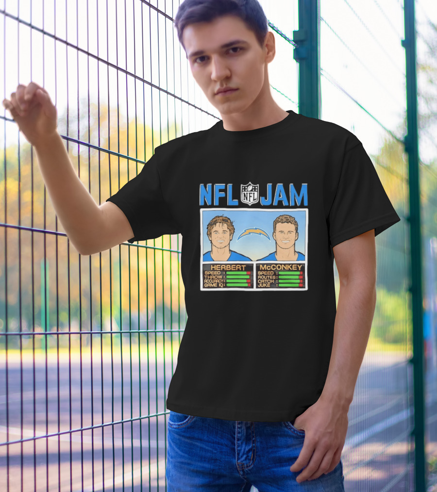 NFL Jam Herbert McConkey Los Angeles Chargers Football T-Shirt