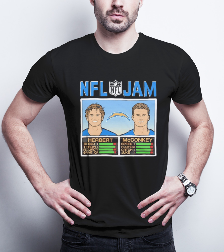 NFL Jam Herbert McConkey Los Angeles Chargers Football T-Shirt