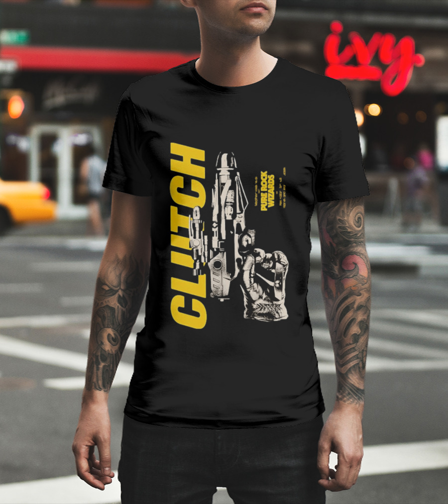 Clutch Pure Rock Wizards Tour Retro Sci Fi Mechanical Arm T-Shirt
