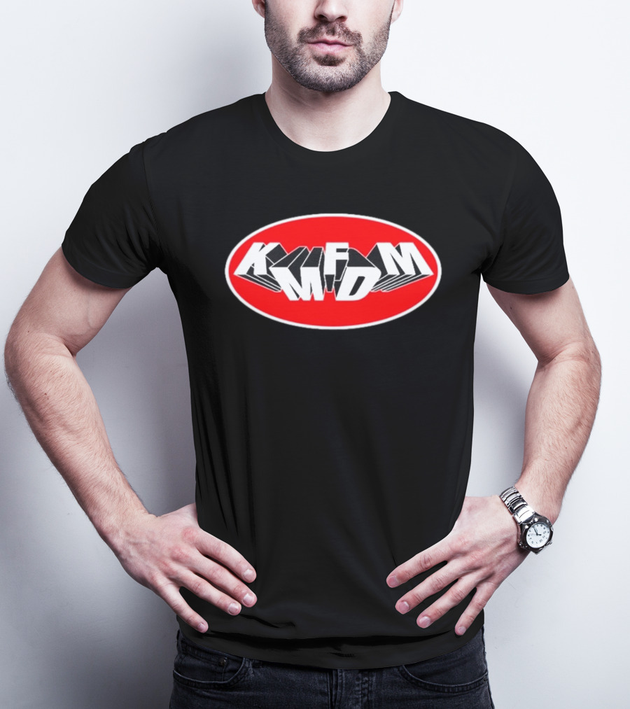 KMFDM Mass Shooting Bold Red Oval T-Shirt