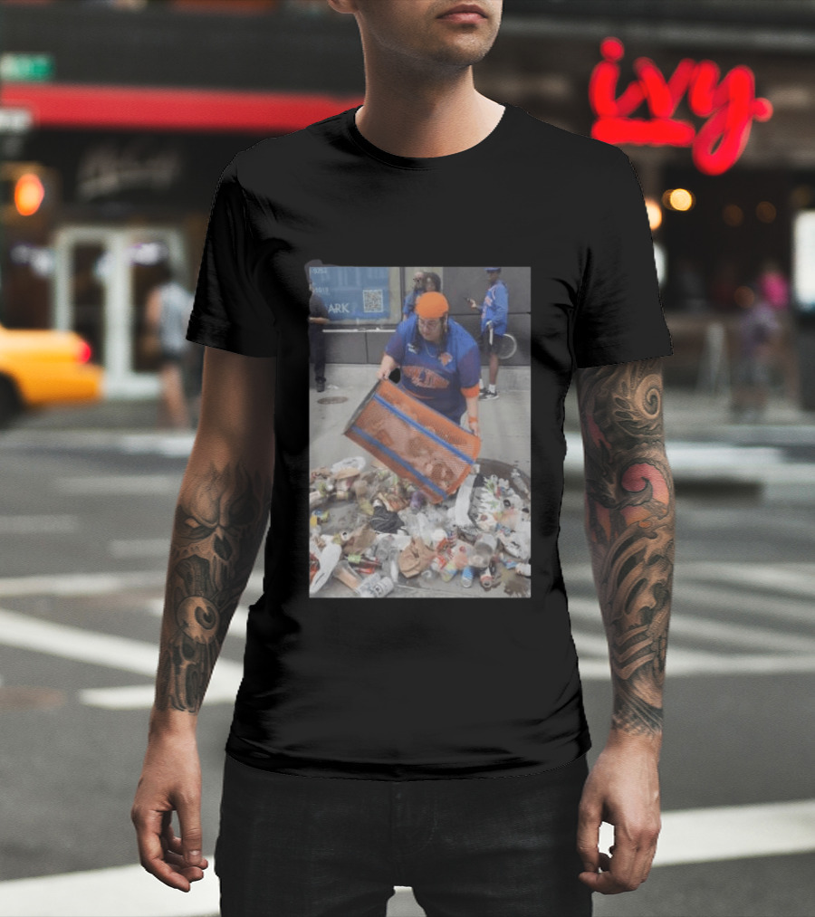 Knicks Dei Angie Trashcan Cleanup Team Fan Spirit Trash Pile T-Shirt