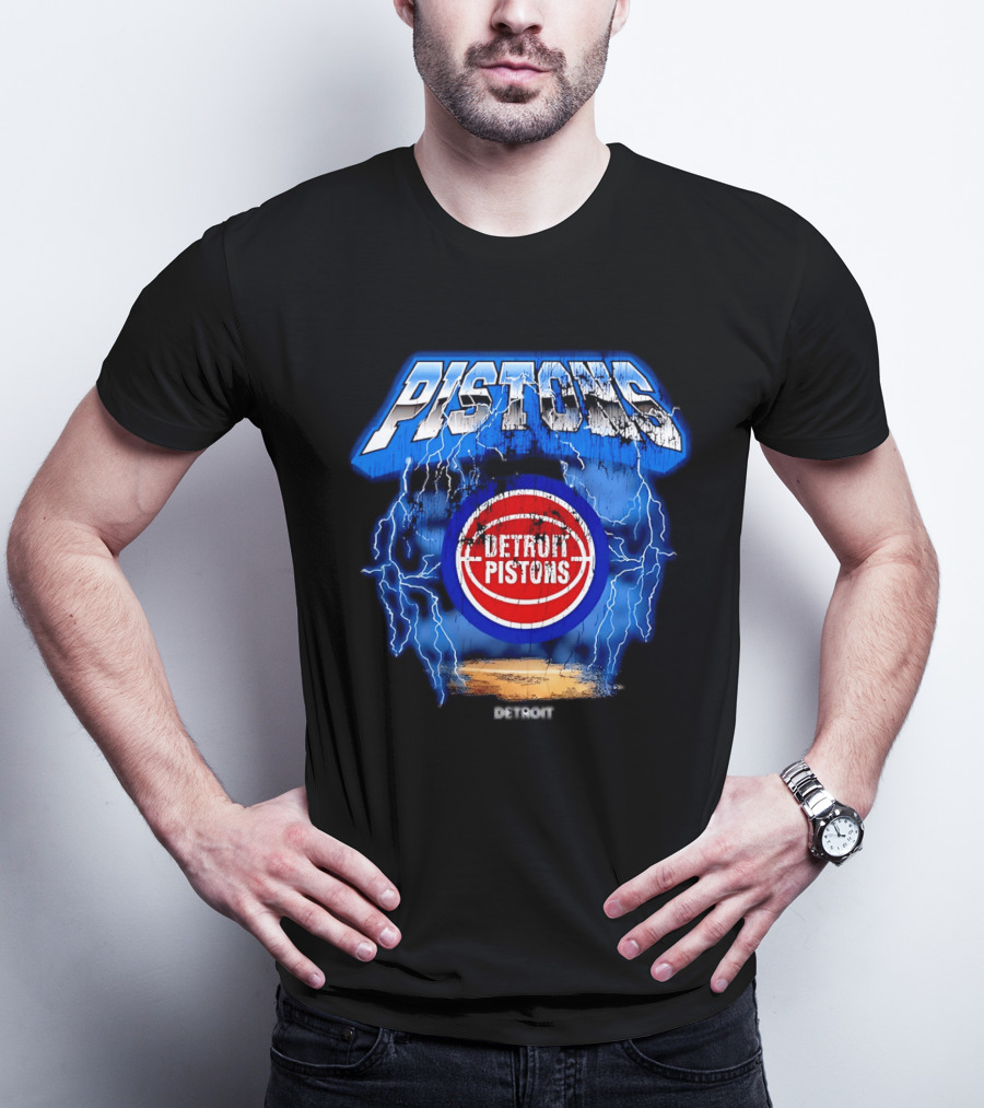 Detroit Pistons Lightning Effects Blue Electric Impact T-Shirt