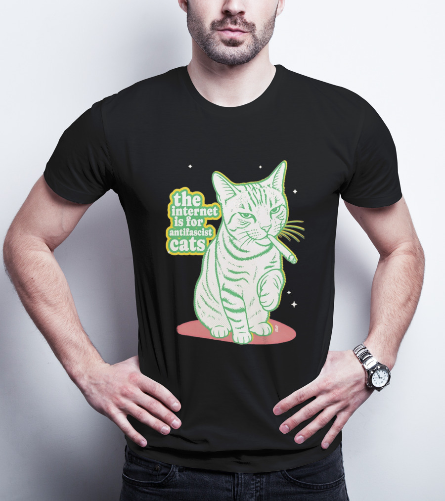 Antifascist Cats Internet Humor Smoky Cat Relaxation T-Shirt