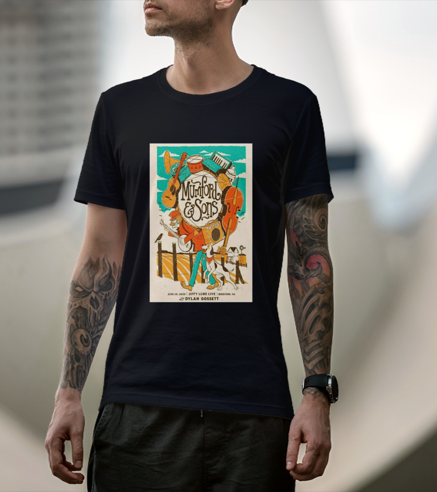 Mumford & Sons Dylan Gossett Jiffy Lube Live June 19 2026 Bristow Virginia T-Shirt