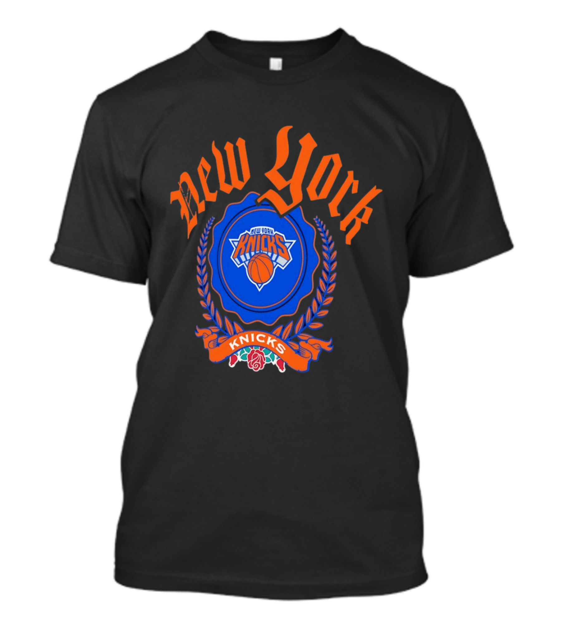 New York Knicks Crest With Rose And Blue T-Shirt