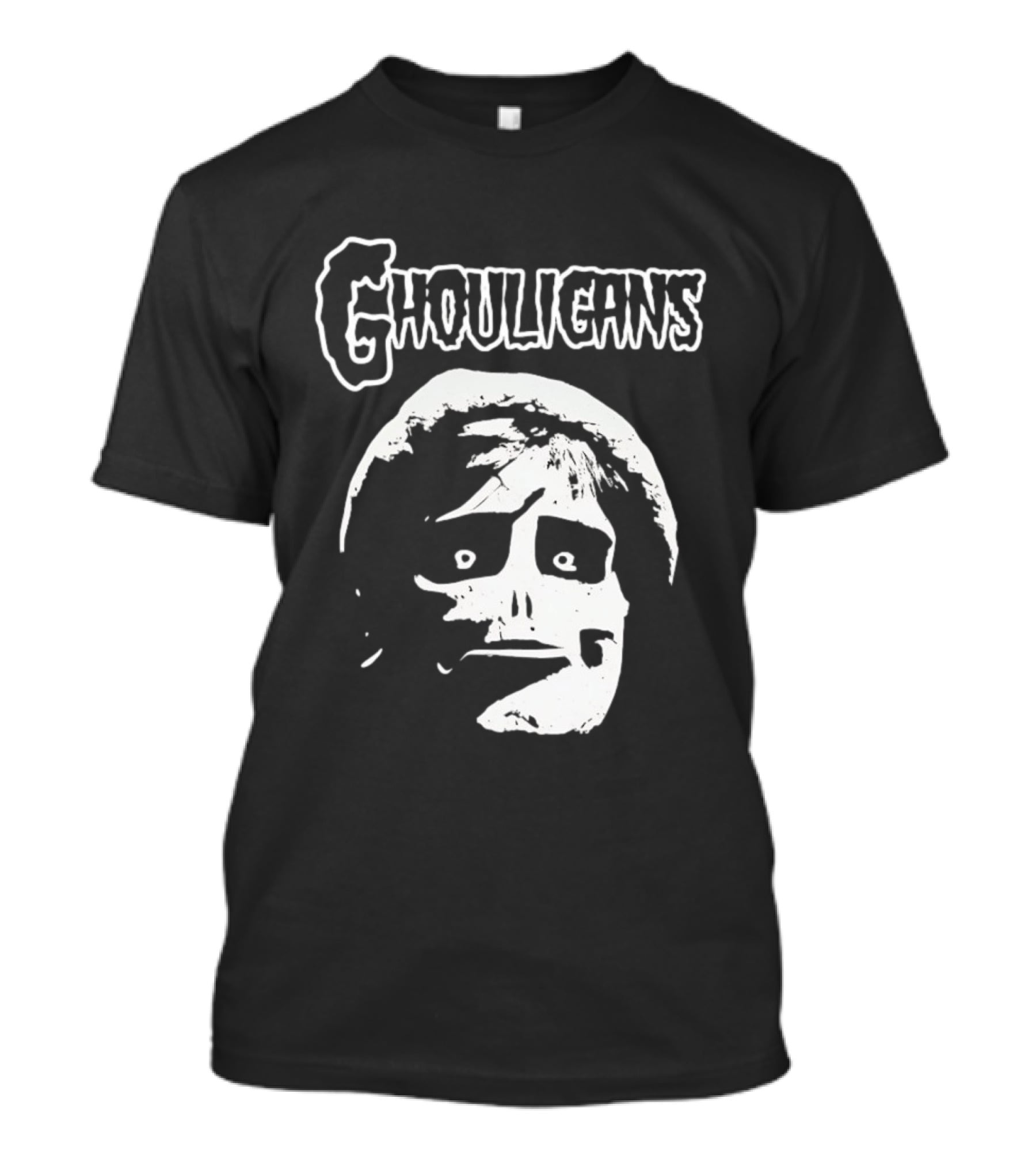 Ghouligans Classic Horror Punk Skull Face White T-Shirt