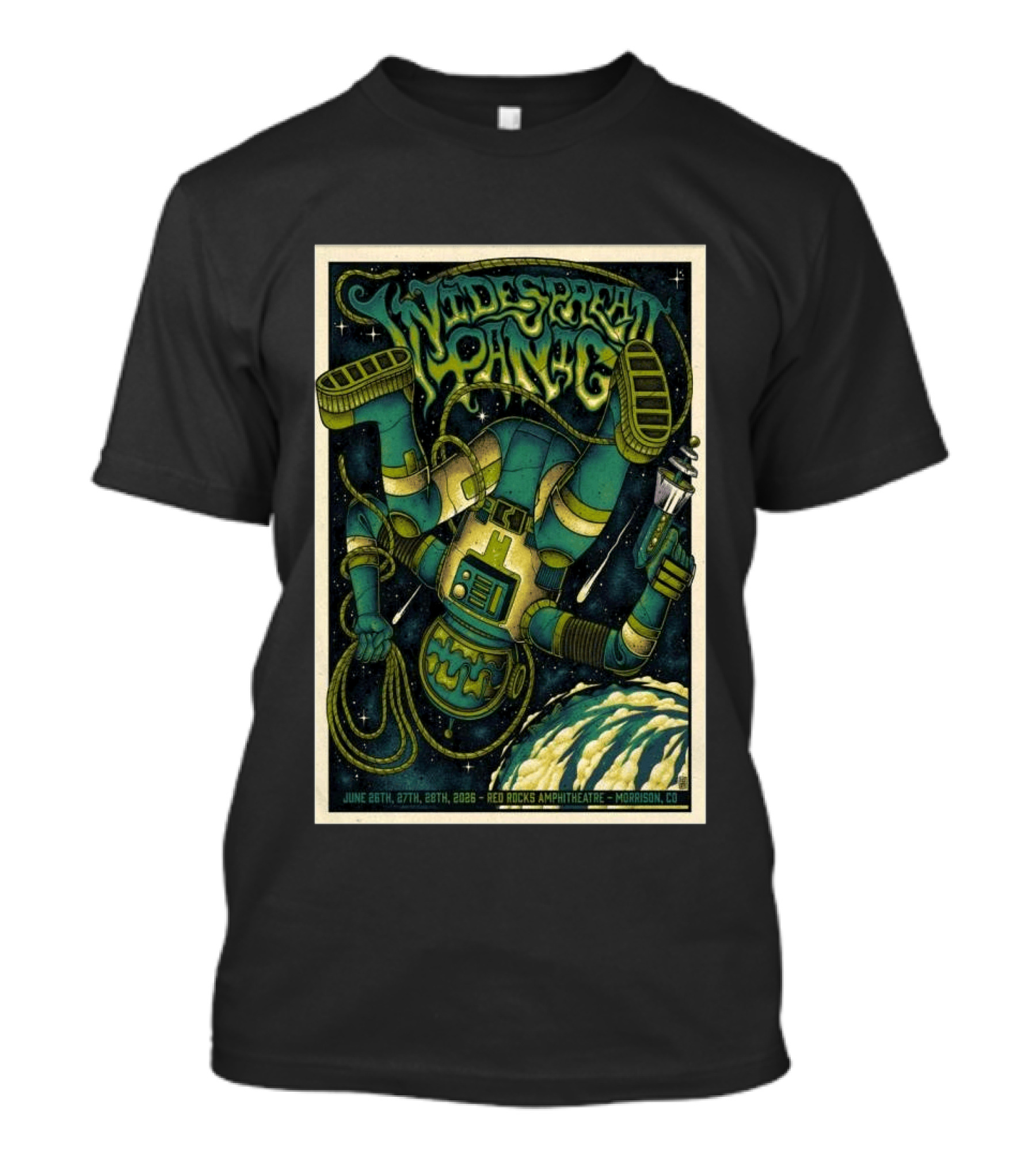 Widespread Panic Space Themed Red Rocks Amphitheatre Morrison CO June 26 27 28 2026 T-Shirt