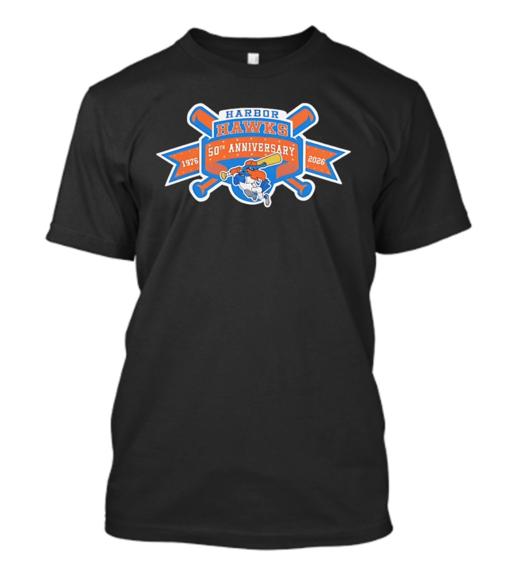 Harbor Hawks 50th Anniversary 1976 2026 Baseball Team Vintage Logo Celebration T-Shirt