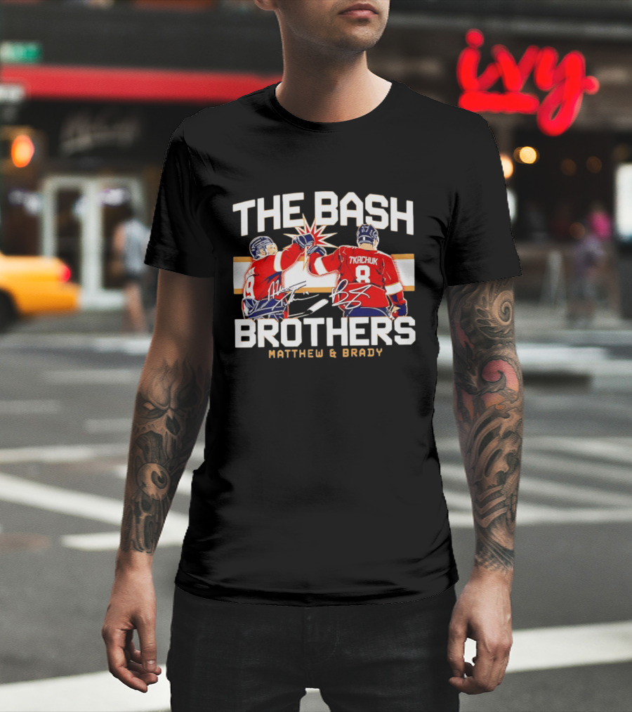 The Bash Brothers Matthew Brady Tkachuk Signatures Panthers T-Shirt