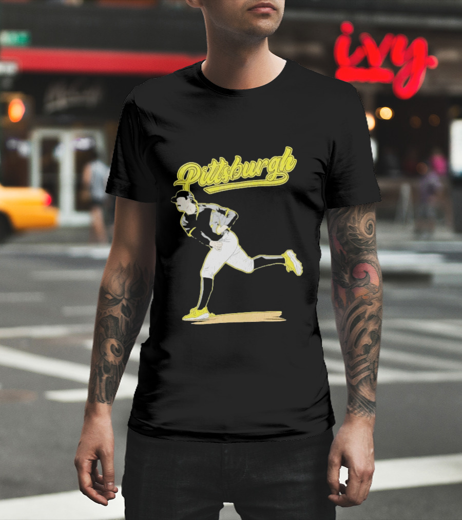 Pittsburgh Pirates Paul Skenes Baseball Player Throwing Action T-Shirt