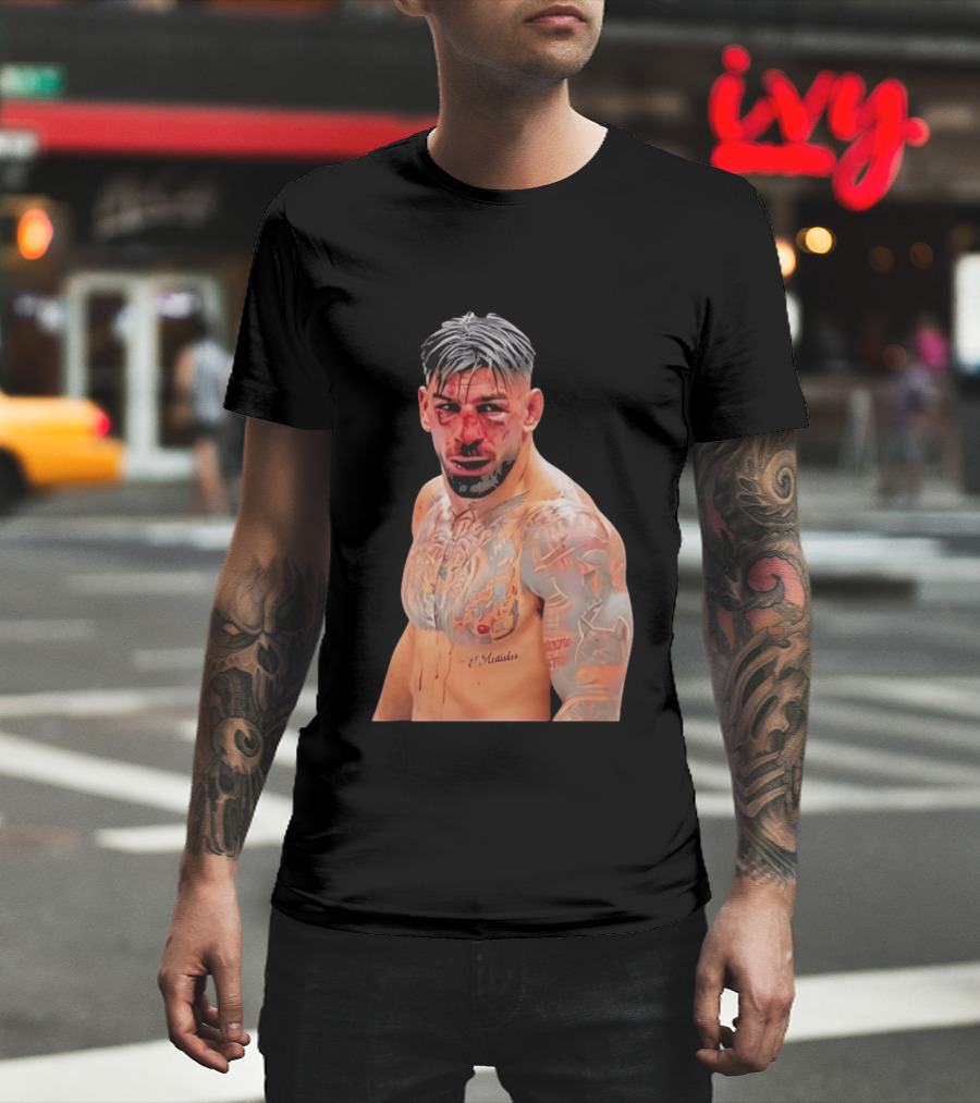Ilia Topuria MMA Fighter Portrait Bleeding Face T-Shirt