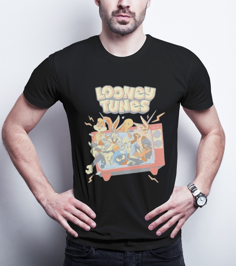 Wbs Shop Looney Tunes Characters In A Retro TV Display T-Shirt