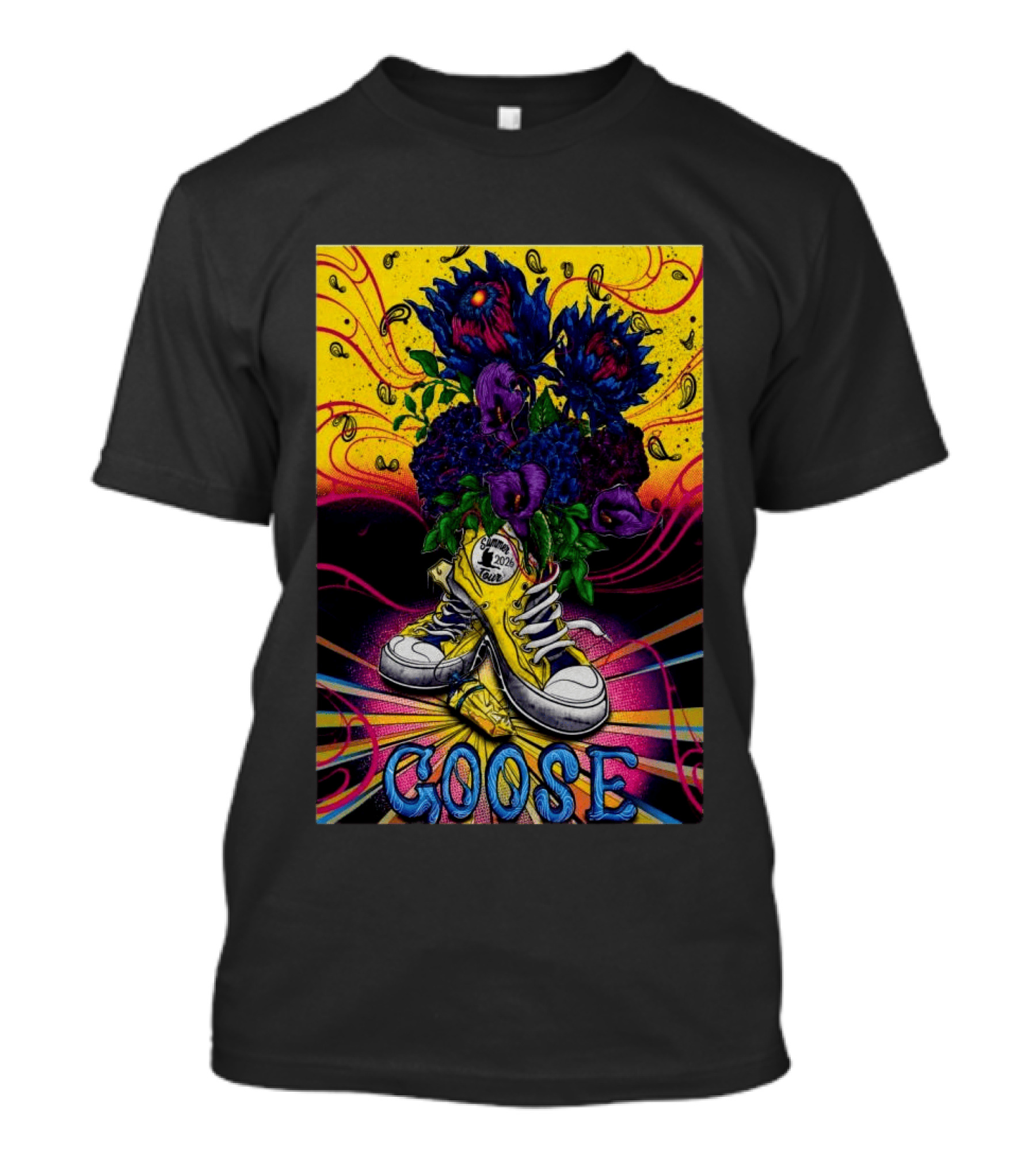 Goose Summer 2026 Tour Yellow Sneakers Floral Psychedelic T-Shirt