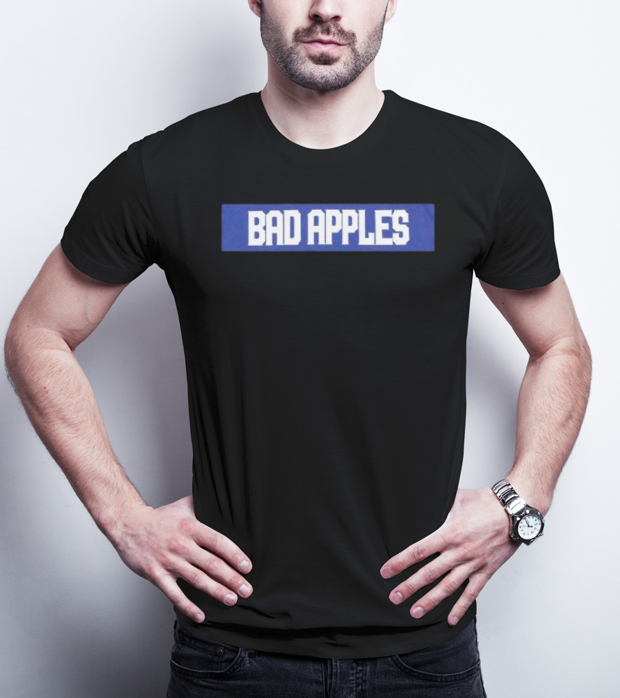 Bad Apples Bold Text White On Blue T-Shirt
