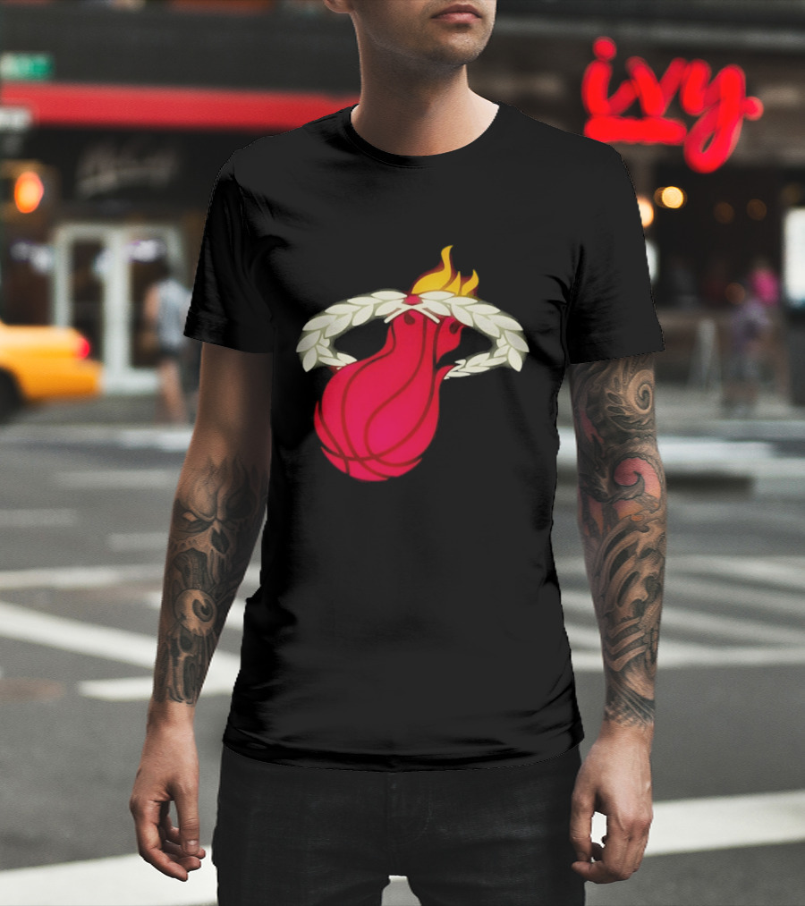 Miami Heat Flaming Basketball Wreath NBA T-Shirt