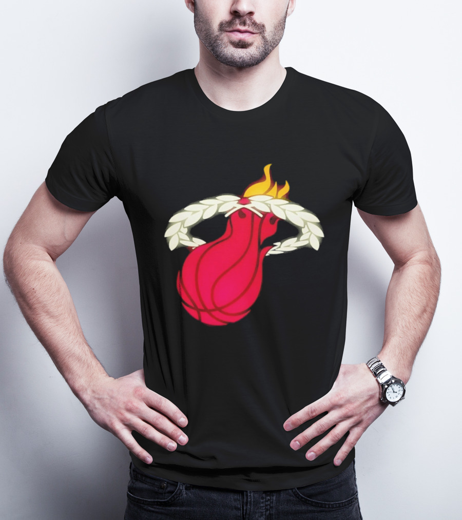Miami Heat Flaming Basketball Wreath NBA T-Shirt