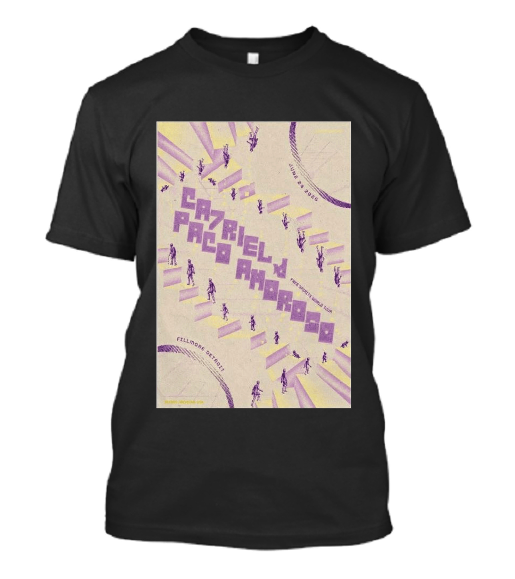 CA7RIEL Paco Amoroso Free Spirits World Tour Fillmore Detroit June 24 2026 T-Shirt