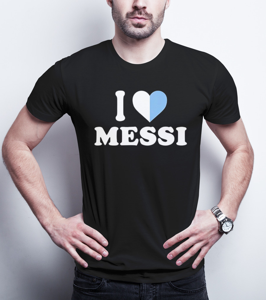 I Love Messi Argentina Flag Heart T-Shirt