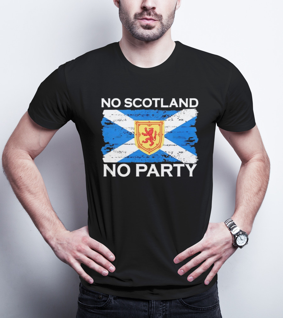 No Scotland No Party Flag With Scottish Lion Rampant T-Shirt