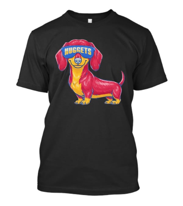 Denver Nuggets Dachshund Dog Wearing Oversized Glasses T-Shirt