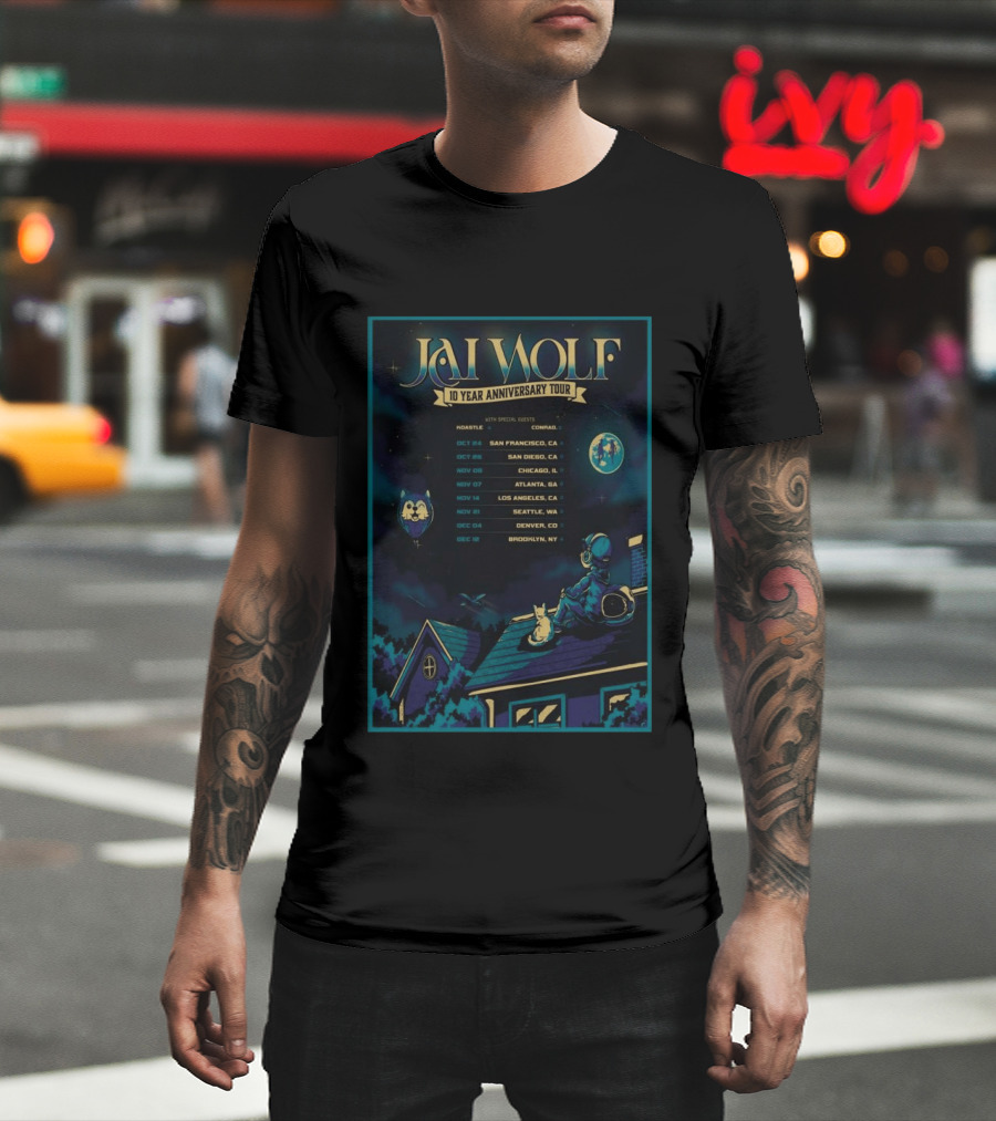 Jai Wolf 10 Year Anniversary Tour 2023 Dates San Francisco San Diego Chicago Atlanta Los Angeles Seattle Denver Brooklyn T-Shirt