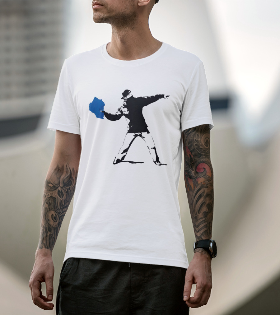 Blue Strip Paint Thrower Algae Political Team Concept T-Shirt