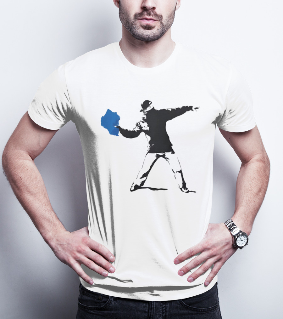Blue Strip Paint Thrower Algae Political Team Concept T-Shirt